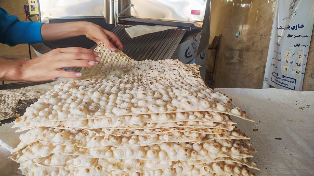 Baking Bread in Bakery| Baking Lavash Bread| street food in iran - YouTube