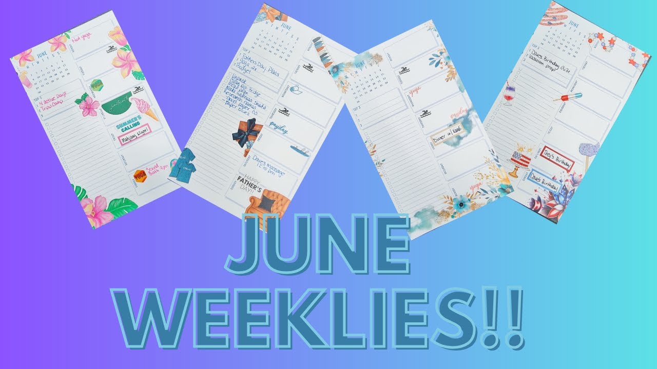 Decorating my June weeklies for the whole month! - YouTube