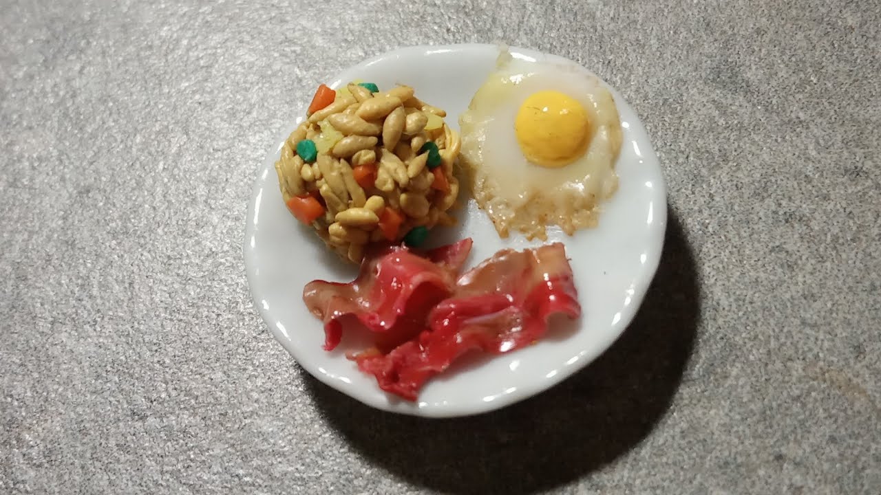 Polymer Clay Tutorial | MINIATURE Bacon and egg - YouTube