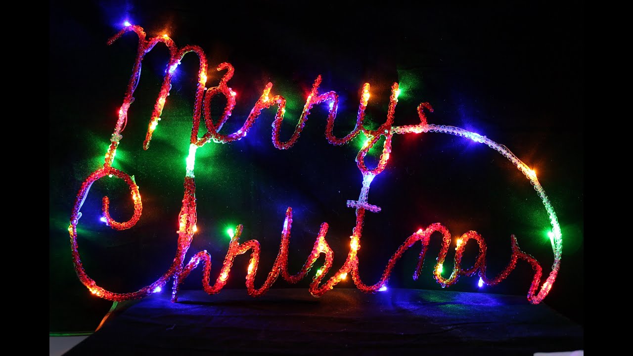 YM5905 Solar 'Merry Christmas' LED Sign - YouTube