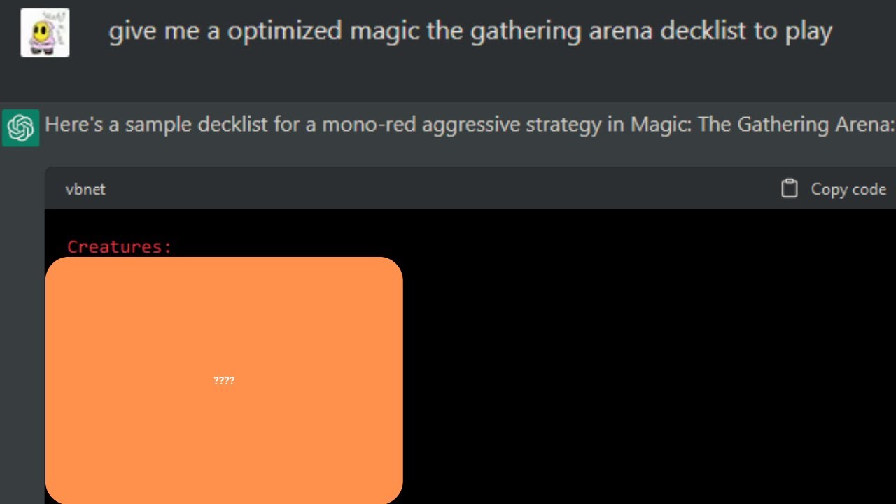 Chat GPT makes my Magic Arena Deck! - YouTube