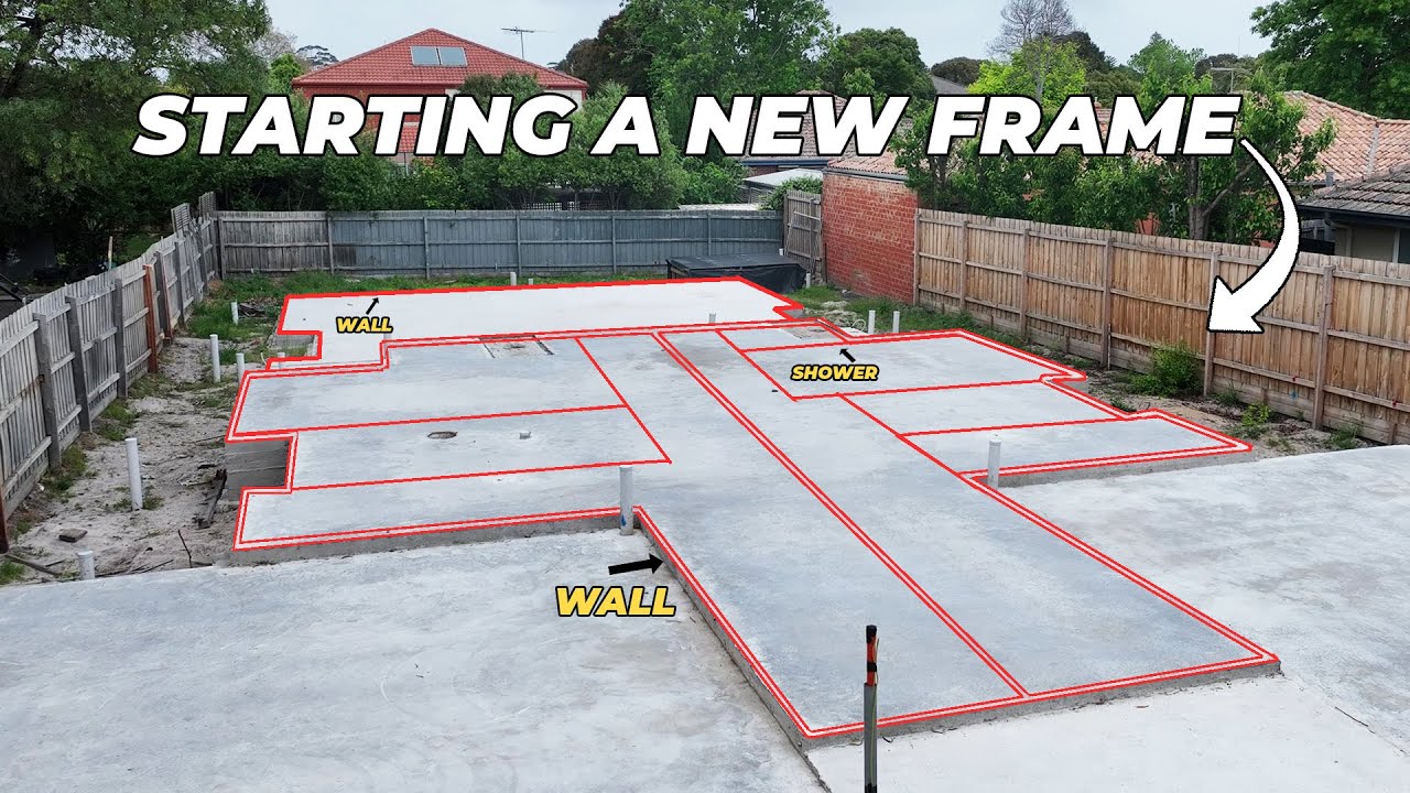 Building a House Ep 1 - Flicking Out a Slab/ Marking Walls - YouTube