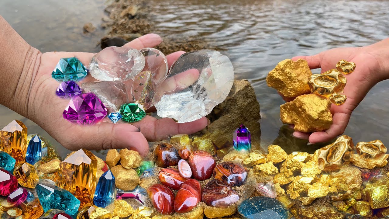 Great Finding Natural Gold, Diamond Amethyst. Diamonds, Quartz Crystal ...