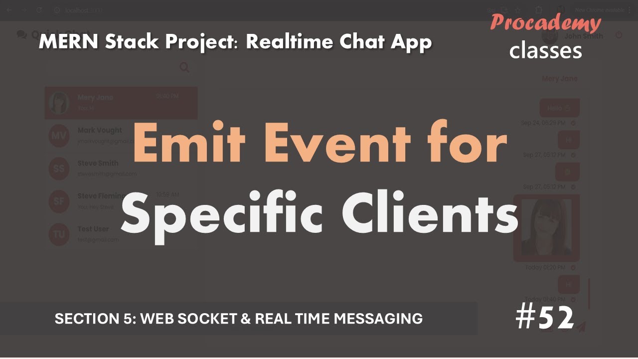 #52 Emit Events for Specific Clients | Real Time Chat App | MERN Stack ...