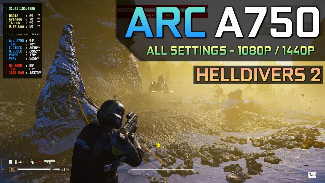 Helldivers 2 - Arc A750 | All Settings - 1080P / 1440P - YouTube