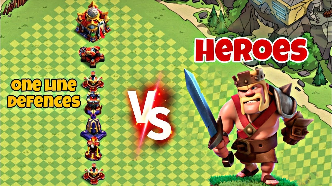 heroes vs one line max defences 🔥#coc #clashofclans - YouTube