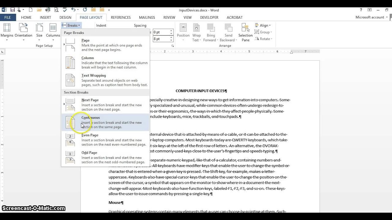 Word L1 Chapter 5 - Inserting Section Breaks, Creating & Balancing ...