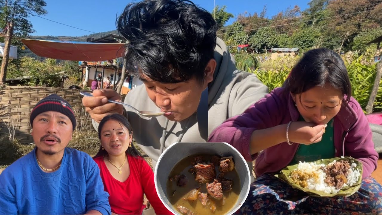 Eating buff recipe with Rice//Chhewar ceremony Day 2 vlog with ...