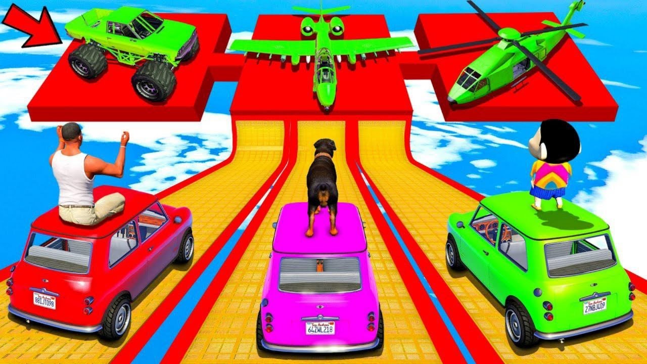 FRANKLIN TRIED IMPOSSIBLE CURVY ROAD TO HEAVEN RAMP CHALLENGE CARS ...