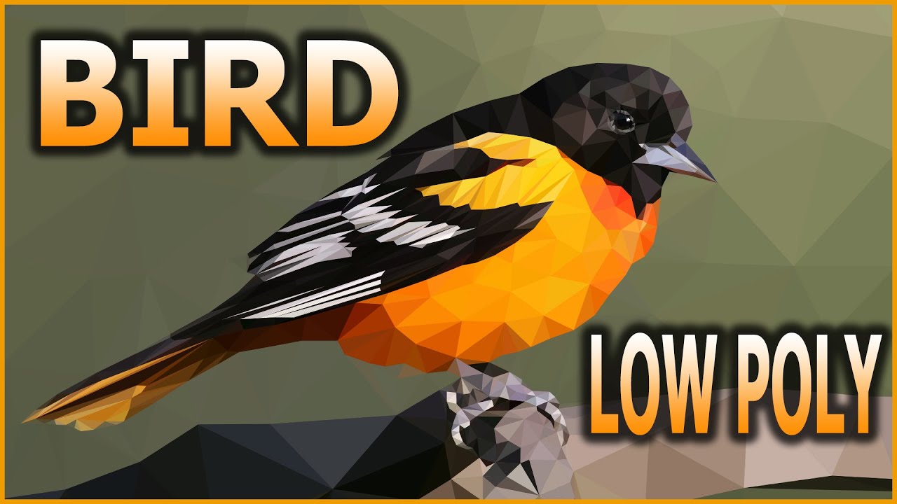 I draw a beautiful bird with triangles | 1110 triangles | low poly ...