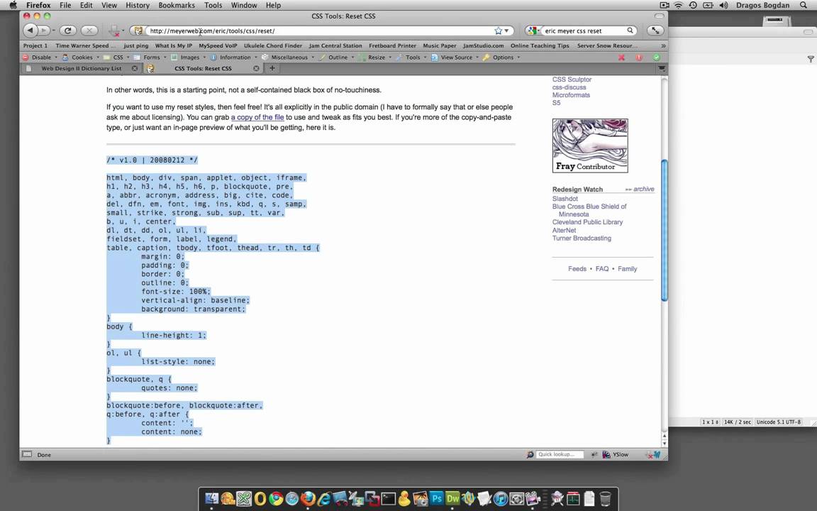 (17/30) - Using the Eric Meyer CSS Reset - jQuery Powered Dictionary List - YouTube