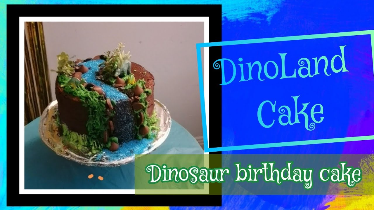 Dinosaur Land Cake | DIY birthday cake without professional tools, U ...