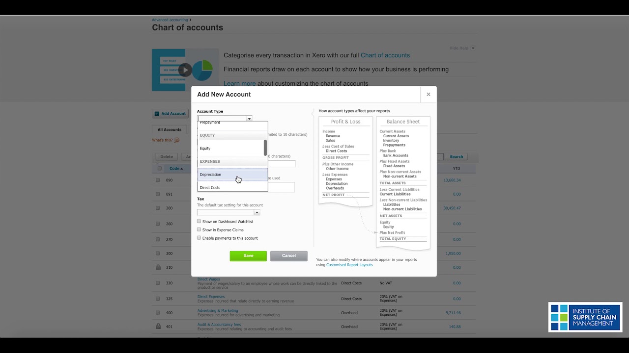 How to add new accounts to the chart of accounts in Xero - YouTube