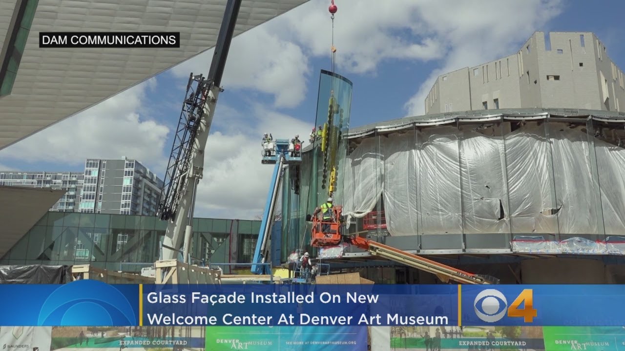Glass Facade Installed On New Welcome Center At Denver Art Museum - YouTube