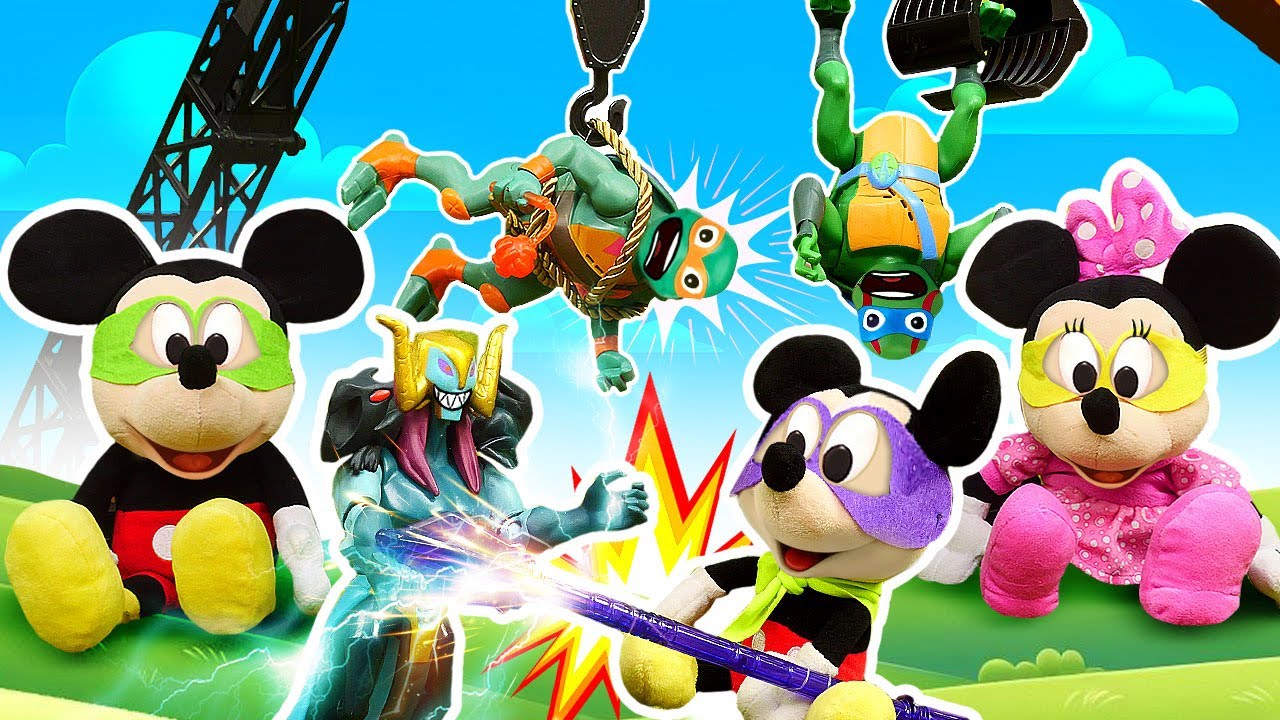 ¡Mickey Mouse y las Tortugas Ninja luchan contra los villanos! Juguetes ...