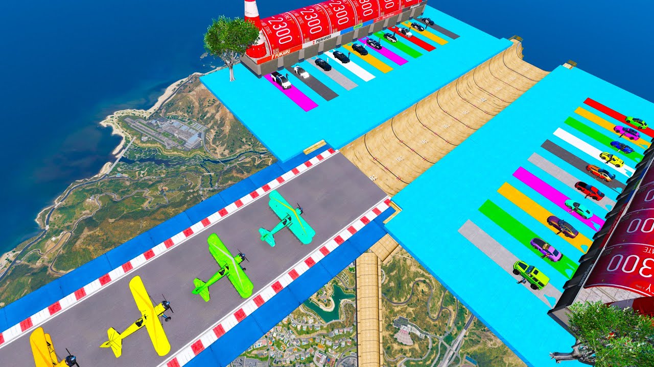 Ramps challenge Police Off Road Sportcars vs Supercars Nissan GTR and ...