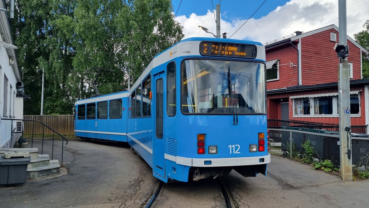 Oslo tram line 12 Kjellsås - Jernbanetorget with Düwag SL79 112 - YouTube