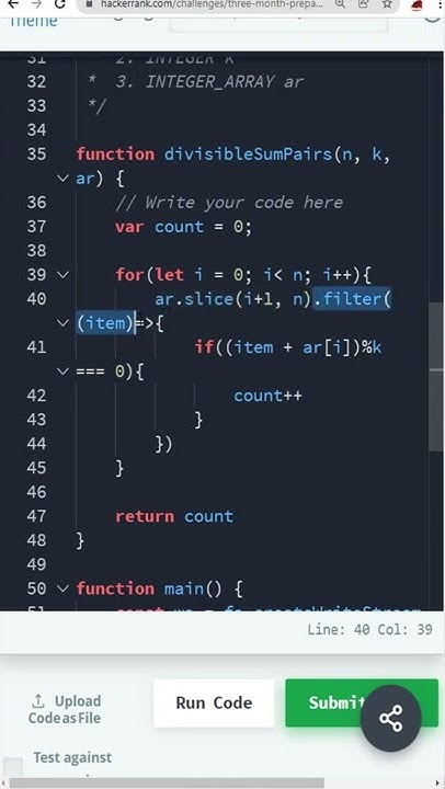 HackerRank Divisible Sum Pair JavaScript Solution - YouTube