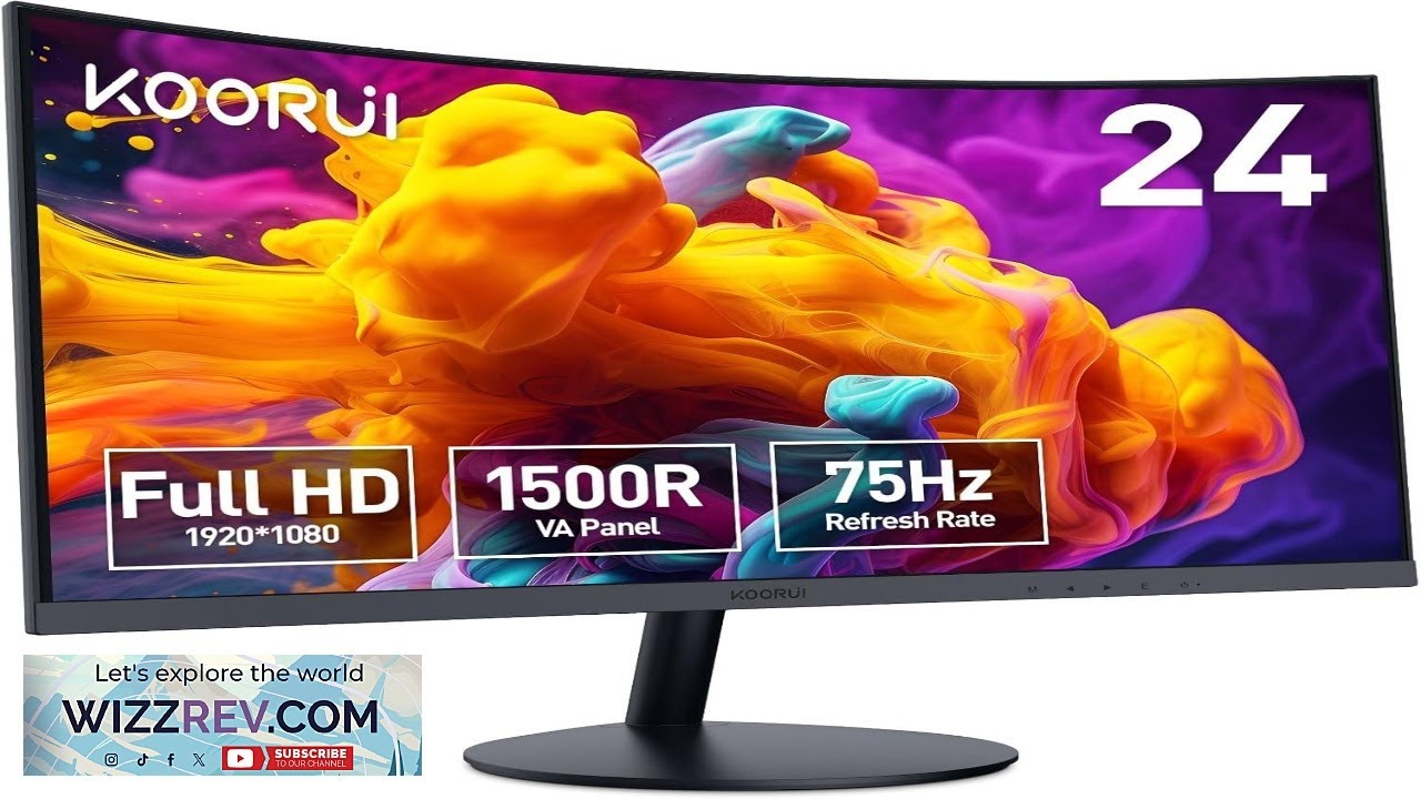 KOORUI 24 inch Curved Monitor Full HD 1080P Curved Computer Monitor ...