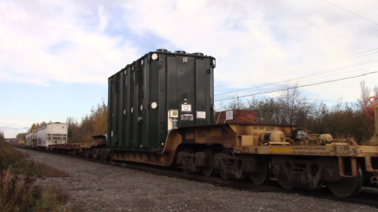 Long Stack Train CN 120 w/Large Transformer Load at Onslow, NS on ...