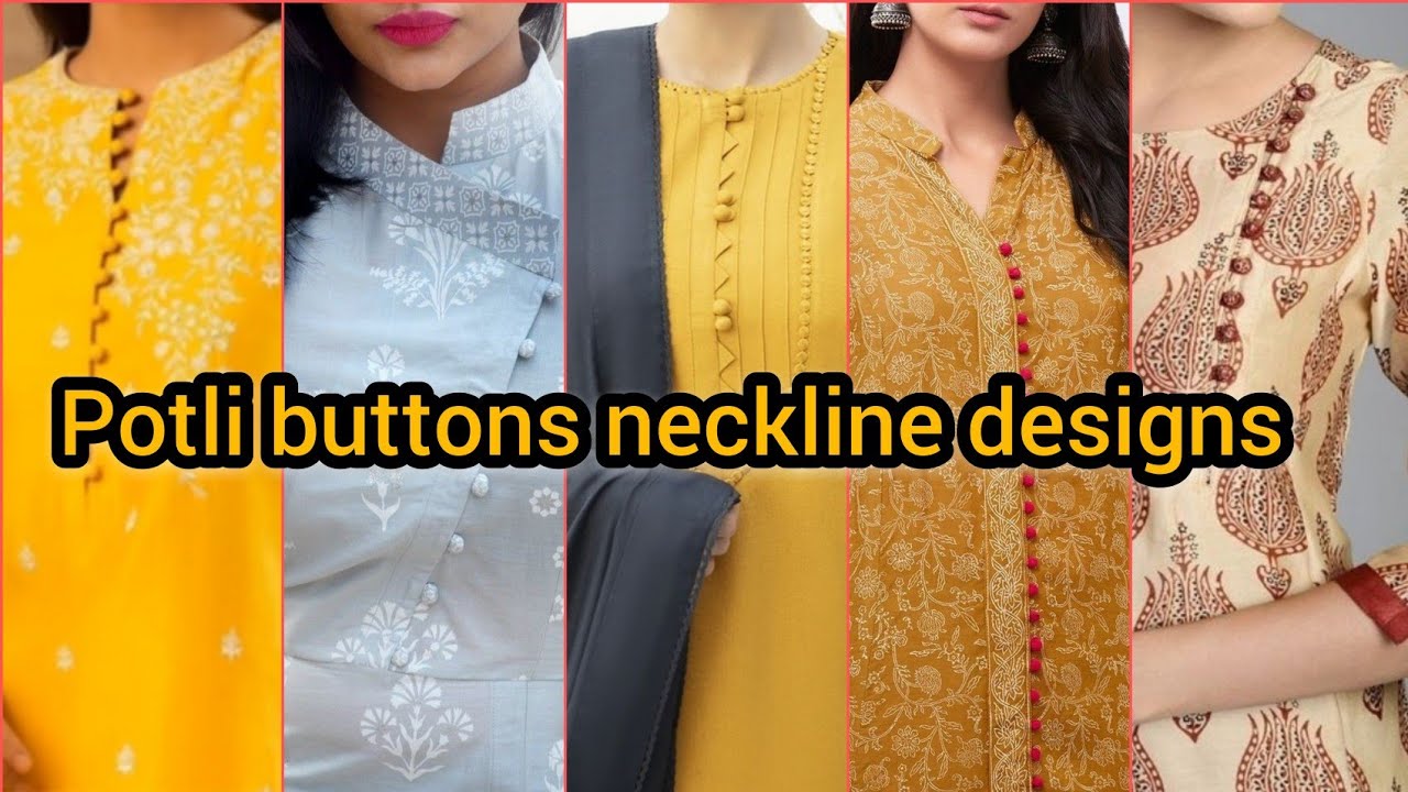 60+ Neckline Designs With Potli Buttons || Stylish Potli Buttons Neck ...