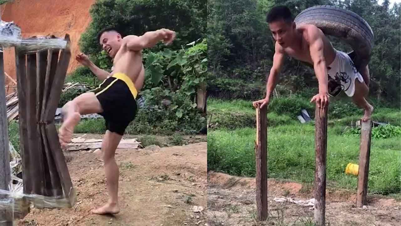 🔥🔥The rural guy has practiced hard for 20 years, showing his iron leg ...