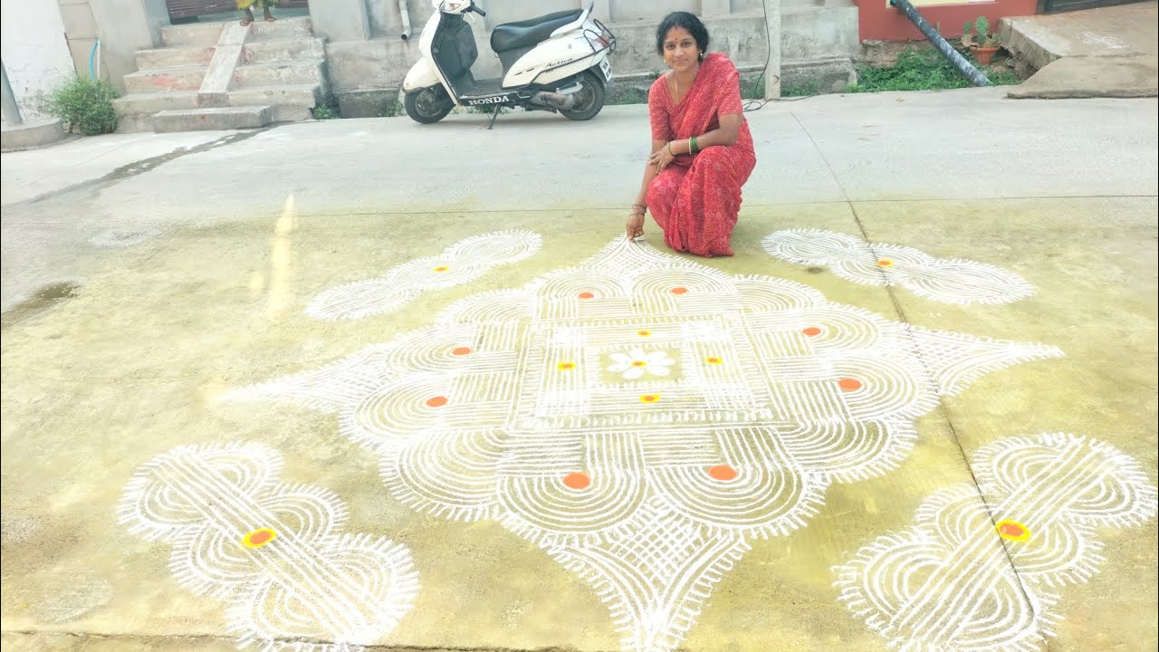 Rangoli big kolam new design||rangoli designs for Saturday||Kala ...