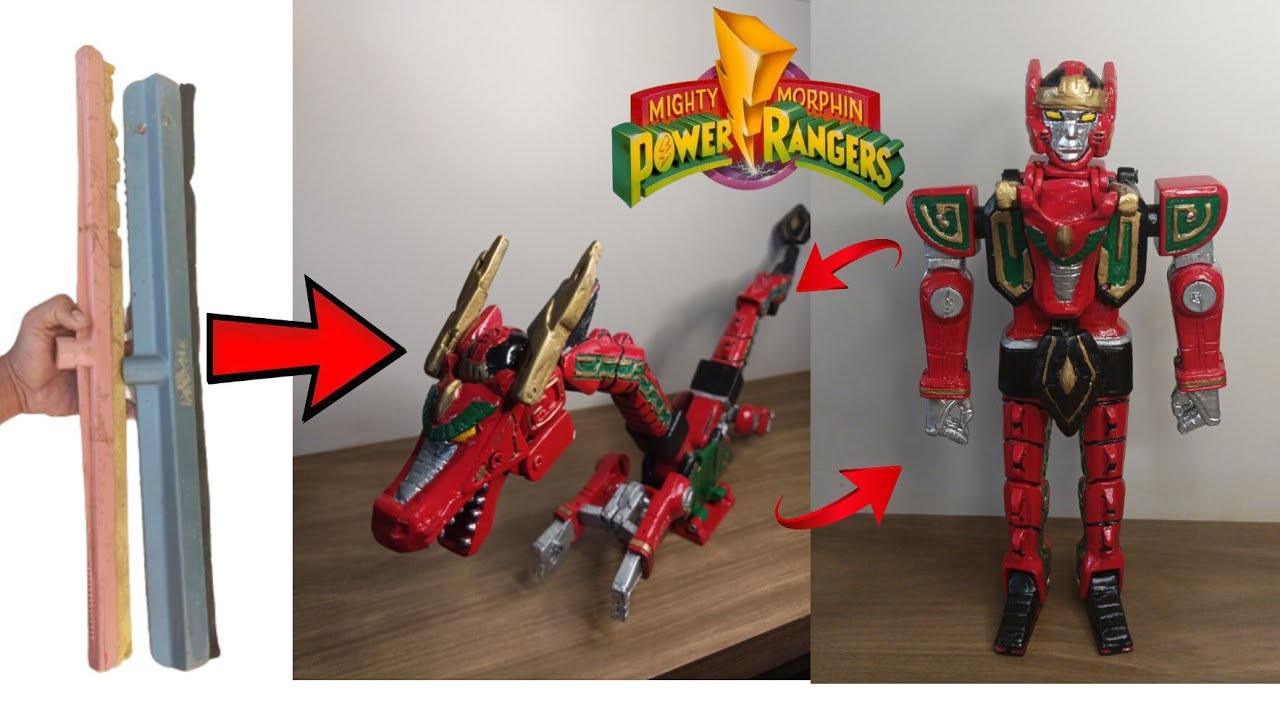 Thunder Zord dragão vermelho (Power Rangers) feito com rodo velho - YouTube
