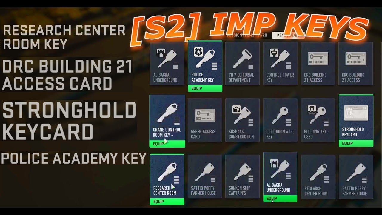 [S2] DMZ IMPORTANT KEYS For MISSIONS In SEASON 2 - YouTube