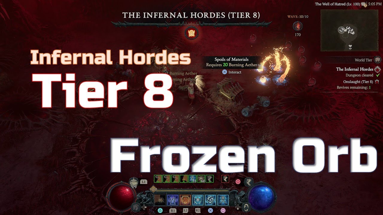 Infernal Hordes Tier 8 Clear ft Frozen Orb - Diablo 4 Season 5 - YouTube