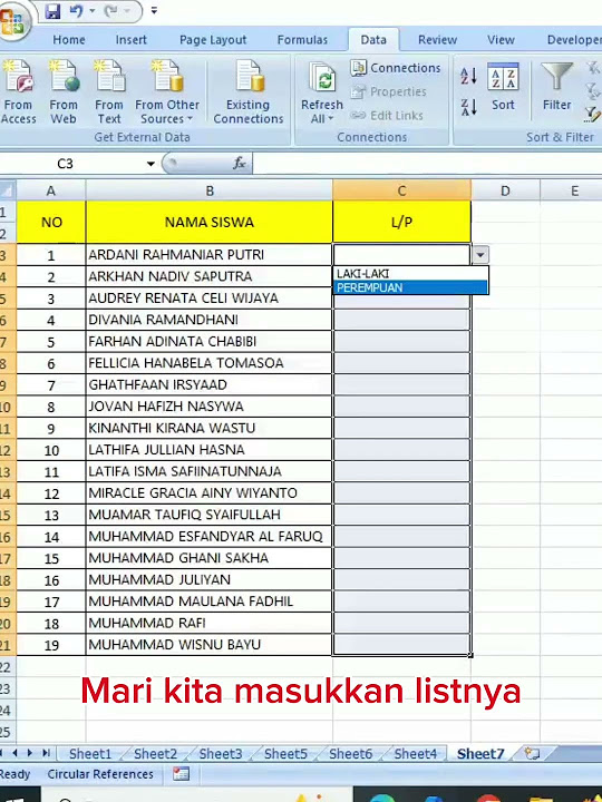 TUTORIAL EXCEL PEMULA "MEMBUAT LIST DATA OTOMATIS" - YouTube