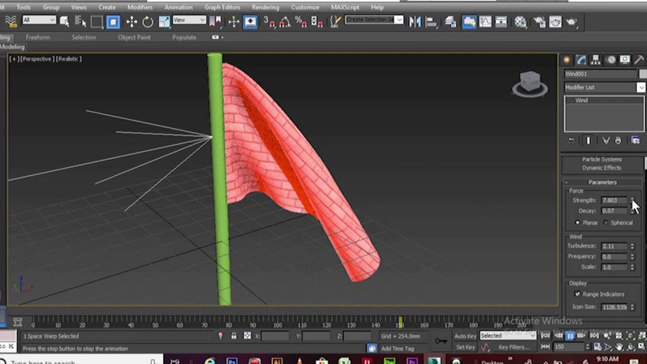 3ds max animation flag with wind 2014 tutorial - YouTube