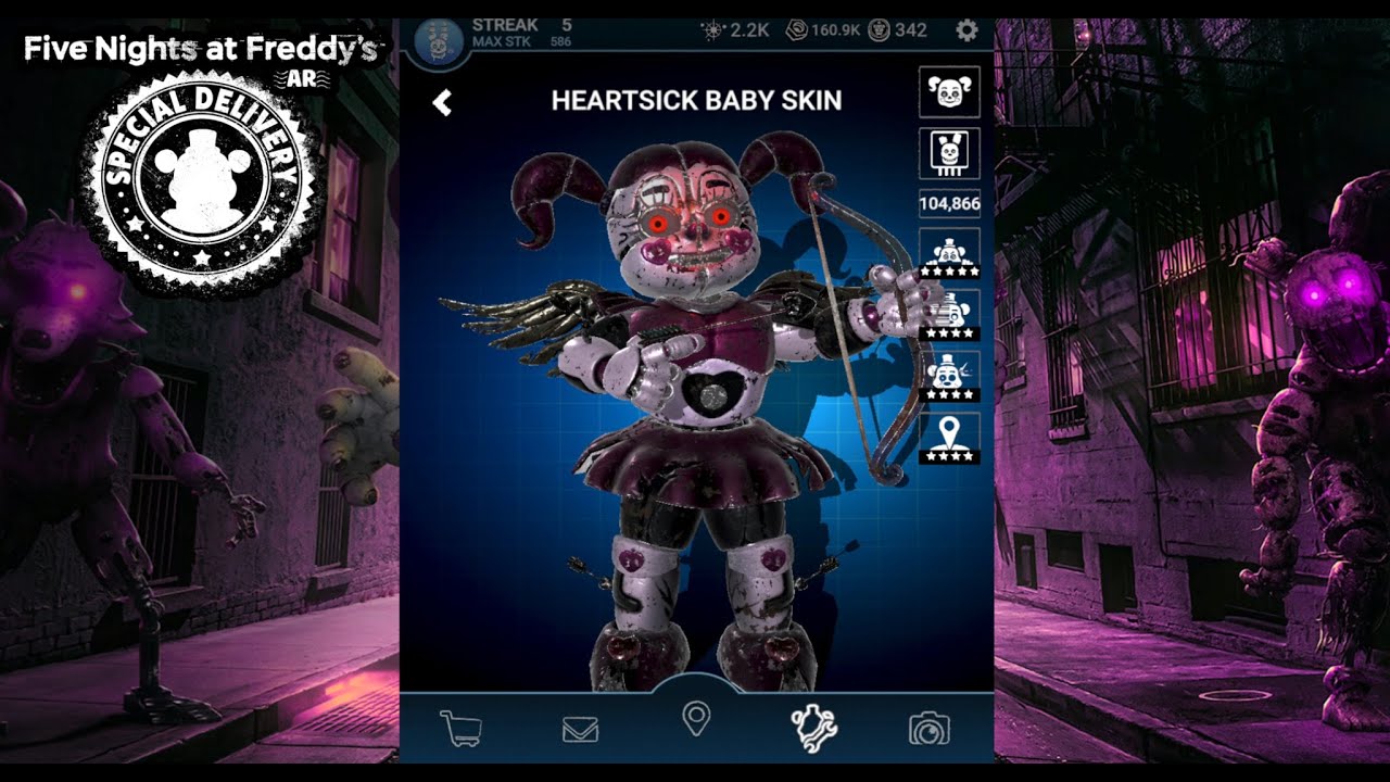 FNAF AR - NEW HEARTSICK BABY SKIN FULL ANIMATION & 360 VIEW ...