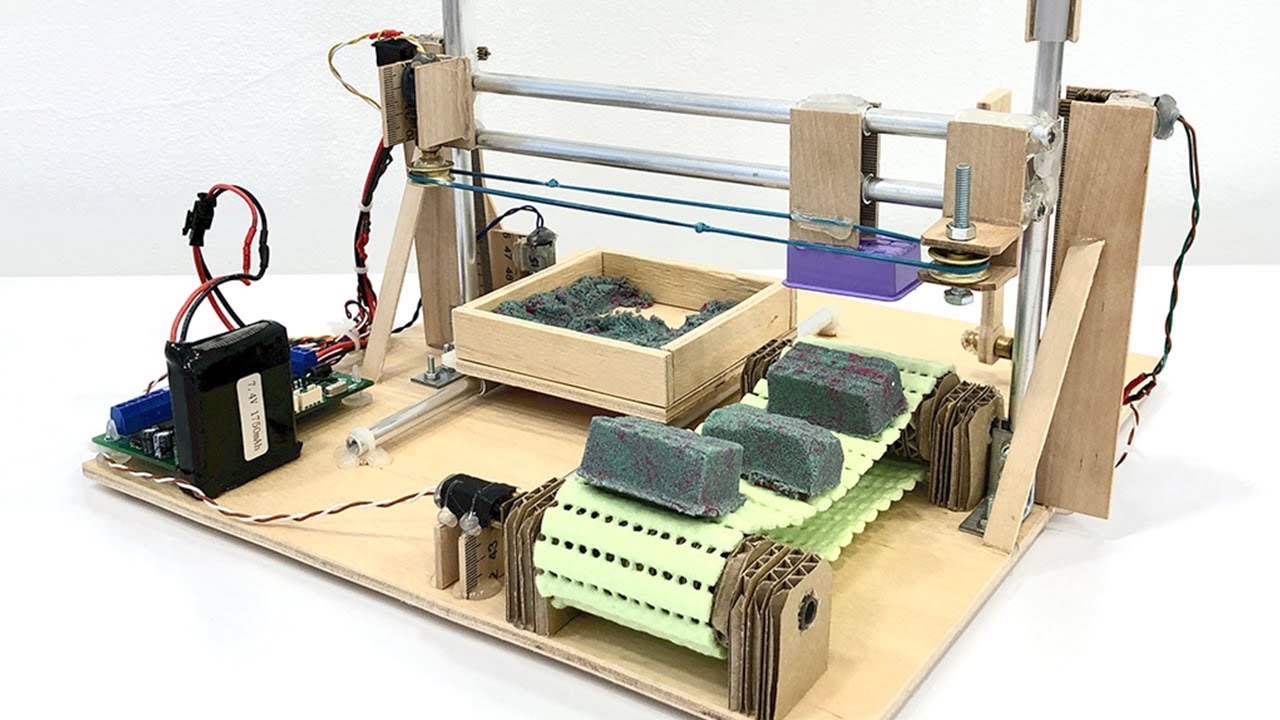 DIY mini construction plant for making bricks - YouTube