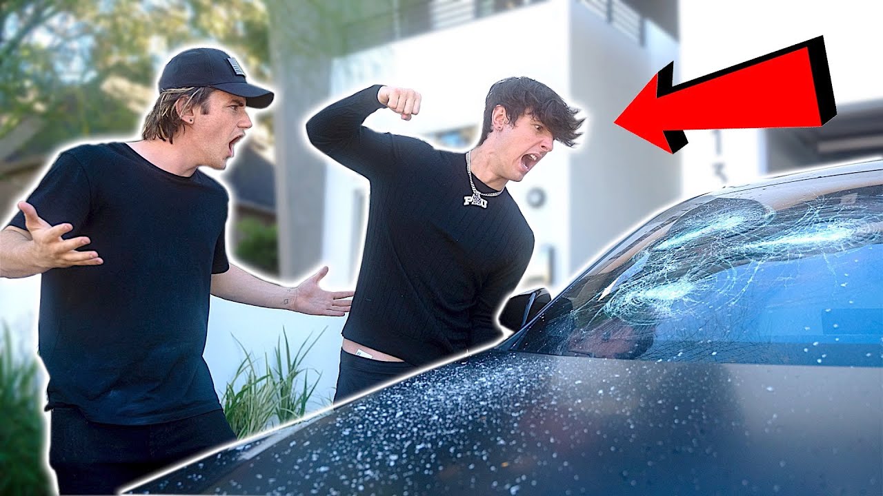 Bryce Hall came to my house and smashed my car window (Rematch?) - YouTube