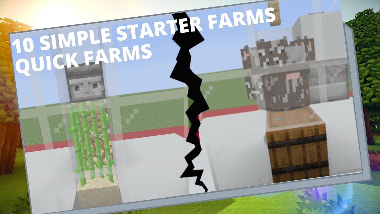 10 Simple Starter Farms for Survival Minecraft | Quick Farms - YouTube