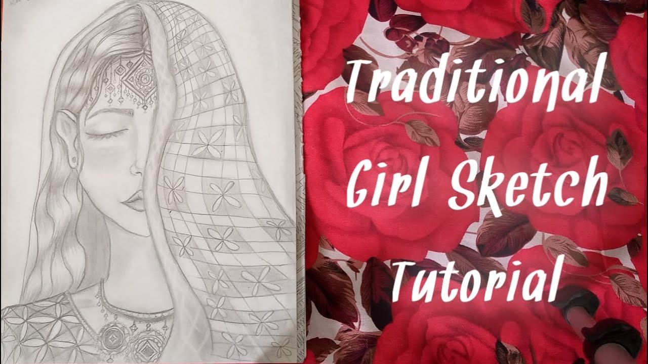 traditional girl sketch | tutorial | how to draw a girl with jewellry ...