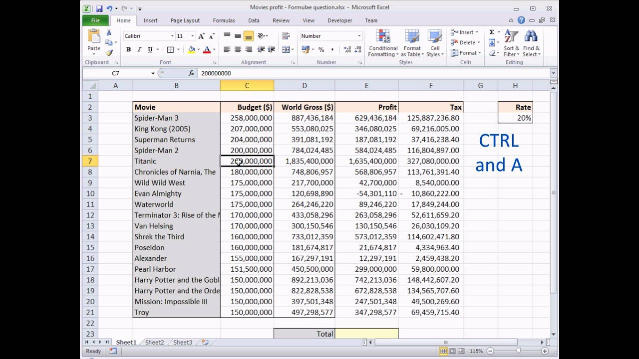 Excel Quick Tip #4 - The Quickest Way to Select a Table - Wise Owl ...