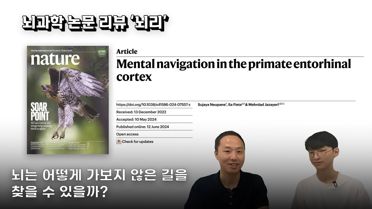 뇌과학 리뷰 "뇌리" Mental navigation in the primate entorhinal cortex - YouTube