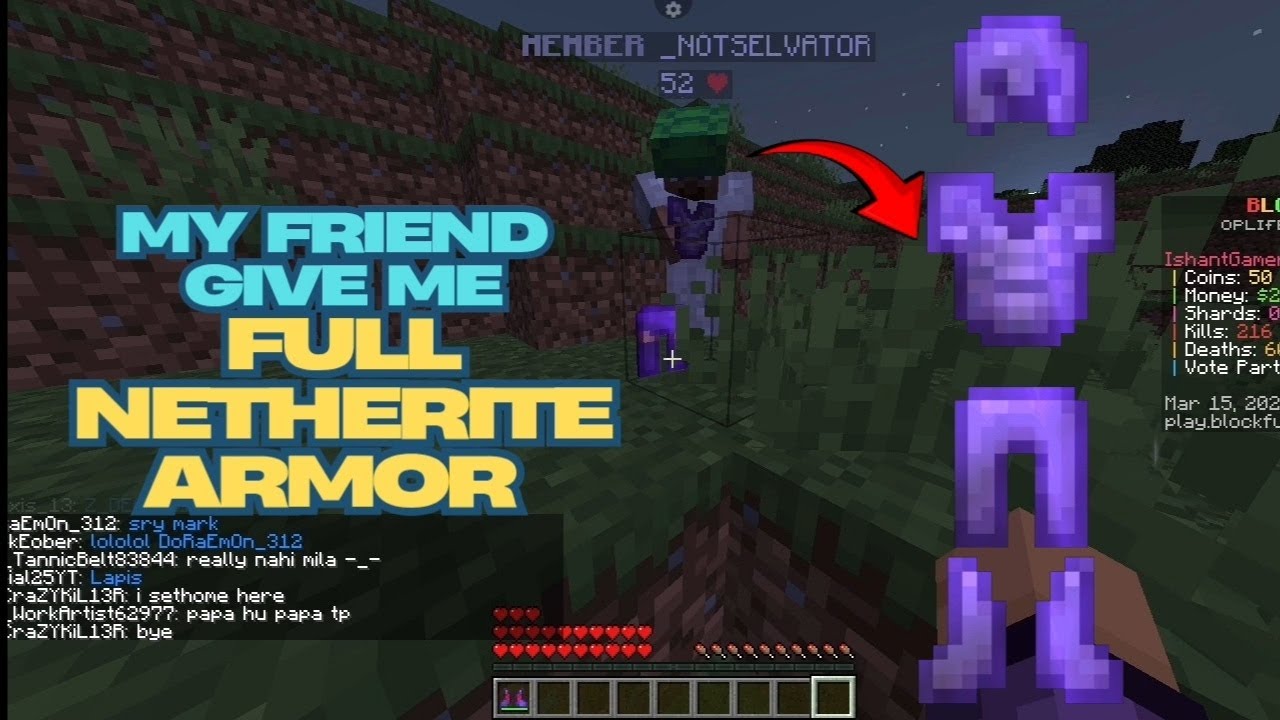 My Friend Give Me Full Netherite Armor In This Minecraft Server - YouTube