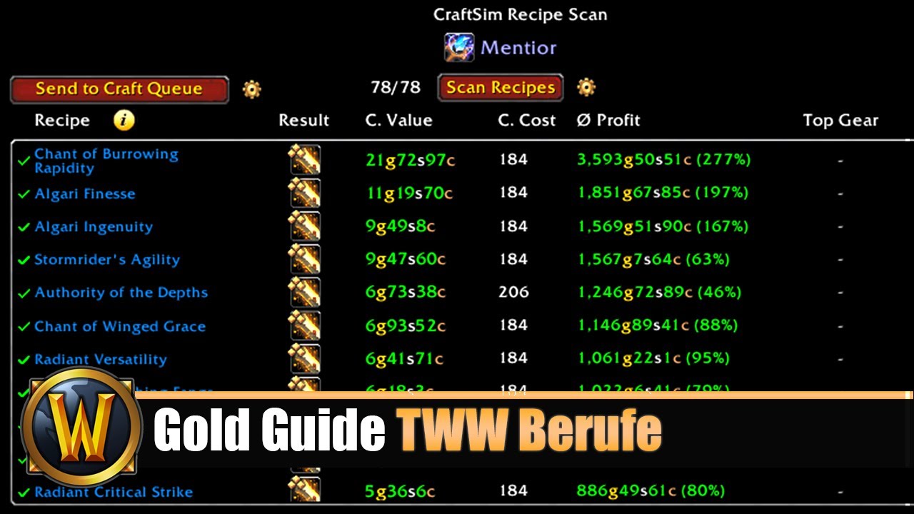 Gold Guide: TWW Berufe - Gold über Konzentration + Addon Tipps - YouTube
