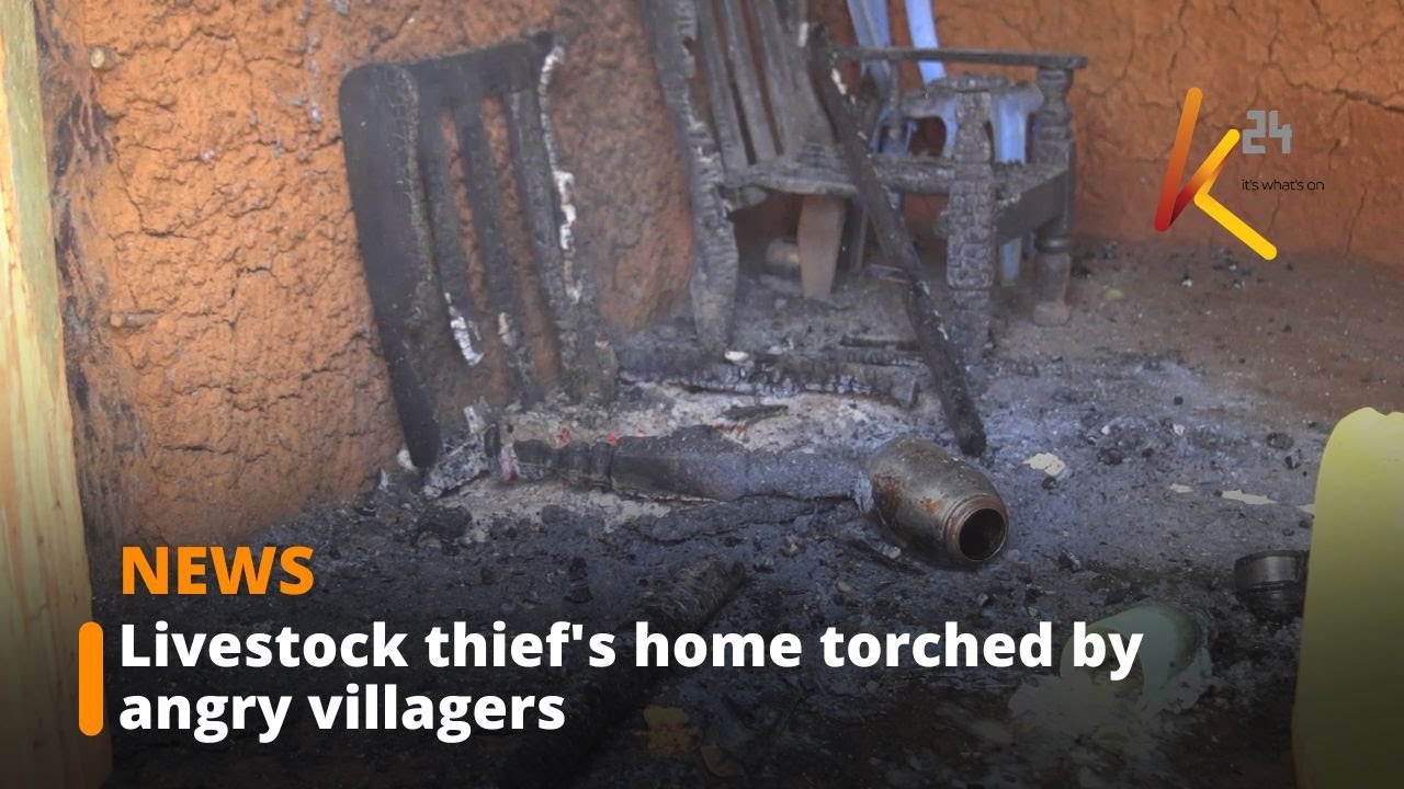 Livestock thief's home torched by angry villagers - YouTube
