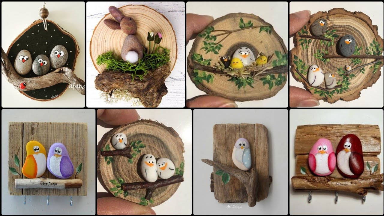 diy best pebble art for family||diy 50+pebble arts||pebble art and wood ...