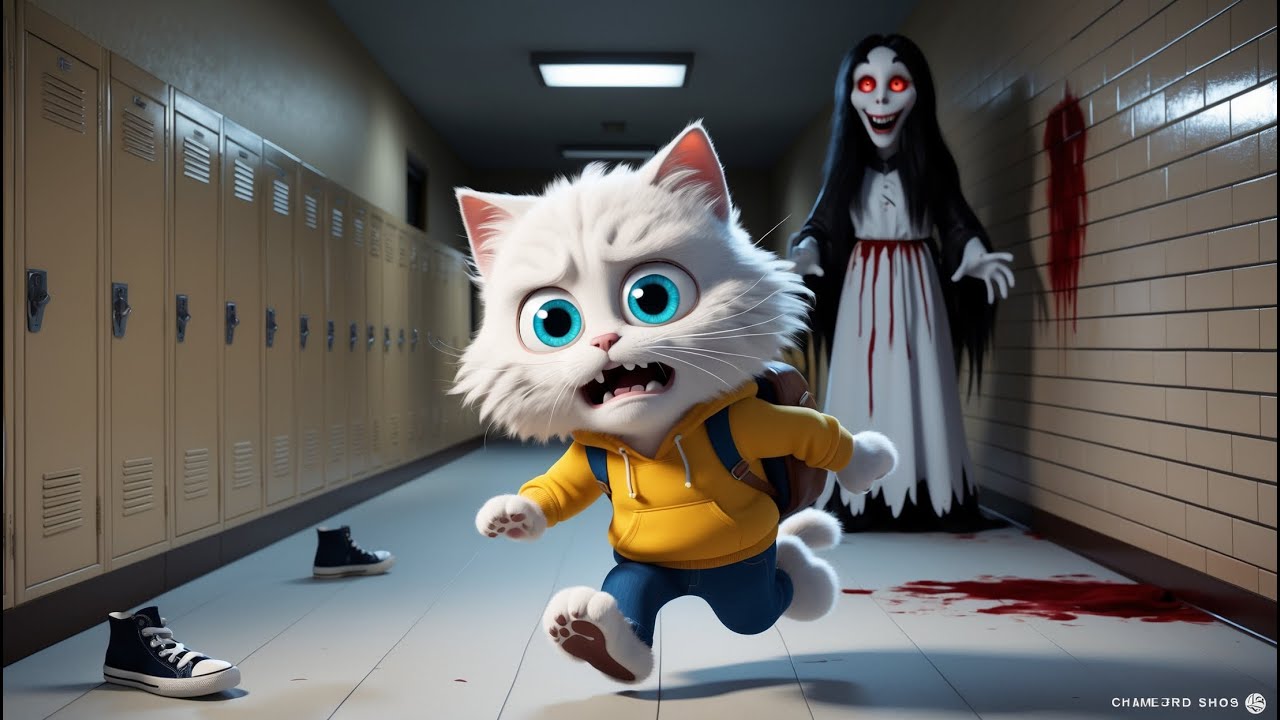 Little Cat😹 Meets a Ghost at School👻#cat #catlover #cutecat #ai #horror ...