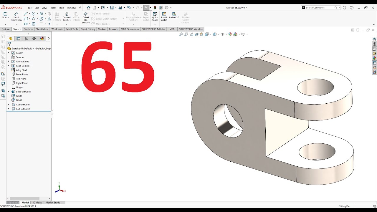تمارين علي سوليدووركس 2024 || تمرين رقم 65- Solidworks Exercise 65 - YouTube