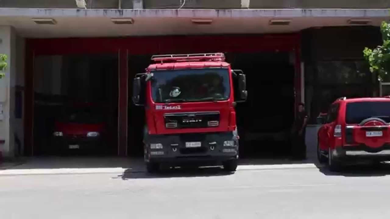 Two Fire Engines of the Hellenic Fire Service seen Turning Out from ...