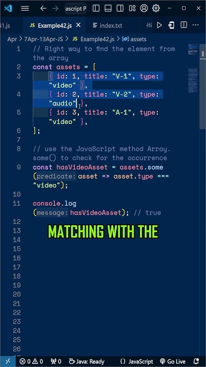Javascript Some Method Use The To Check For The Occurrence Shorts Javascript Coding Vscode
