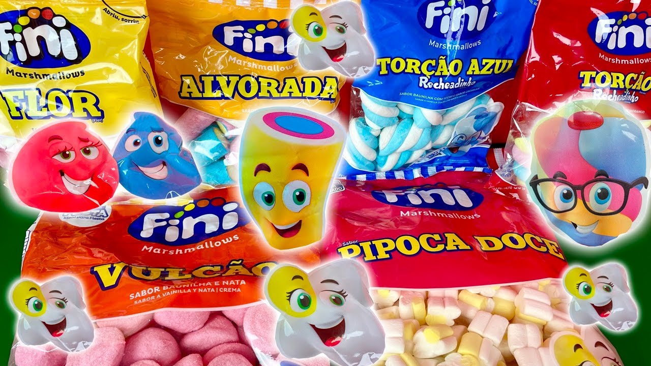 SURPREENDEU! Marshmallows FINI PIPOCA DOCE, VULCÃO, ALVORADA, FLOR e ...
