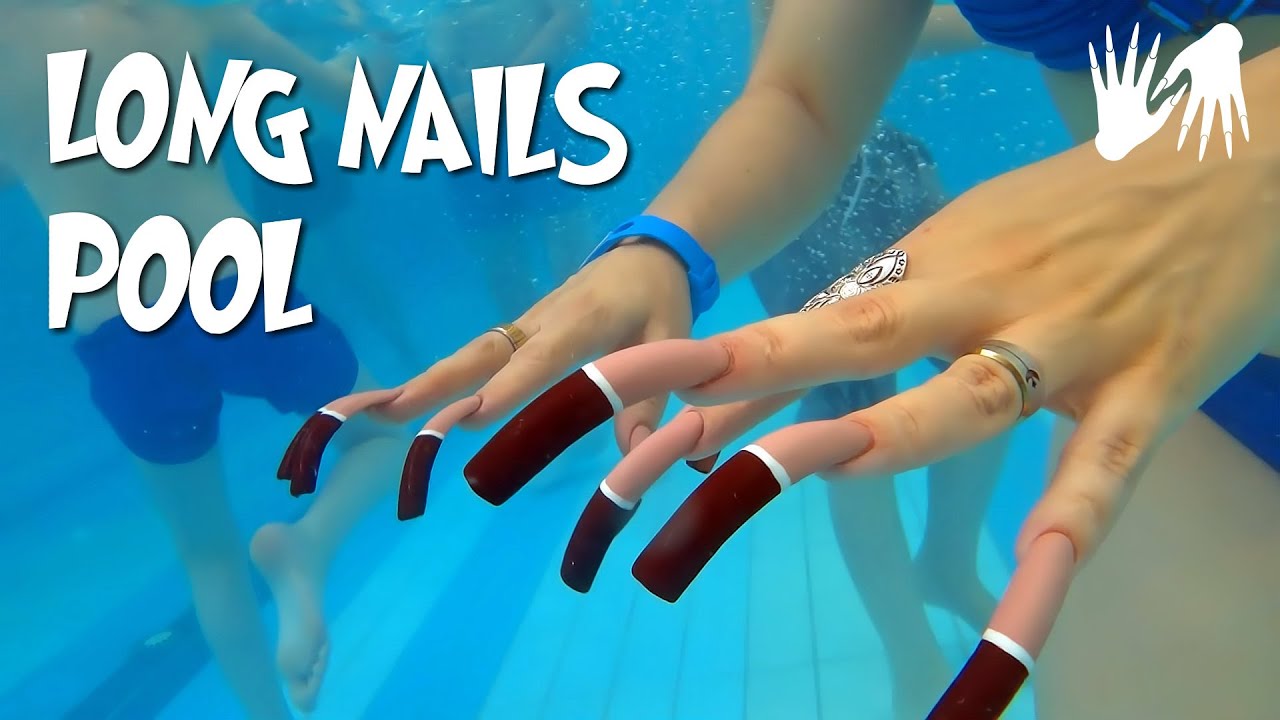 WATER PARK 💦 Long nails in the pool 🐟 Underwater photography - YouTube