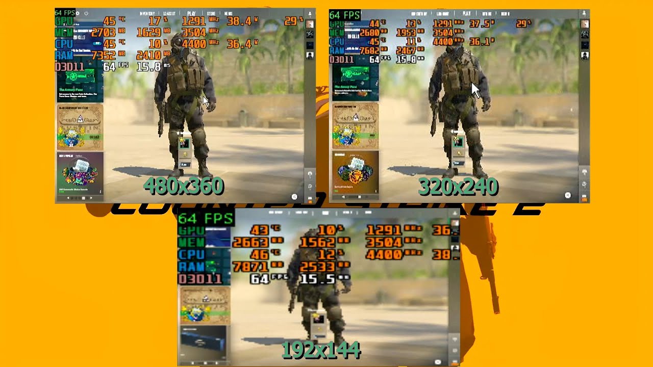 CS2 480x360 & 320x240 & 192x144 i7-4790K GTX 1050 Ti FPS Test - YouTube